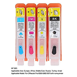 Fafeicy 4PCS Ink Cartridge,Permanent Chip Replacement Refill Ink Cartridge PP for Office (HP 903)