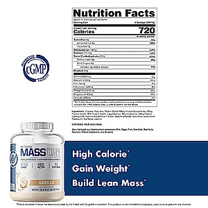 Massone Mass Gainer Protein Powder by NutraOne – Gain Mass Protein Meal Replacement (Vanilla - 7 lbs.)