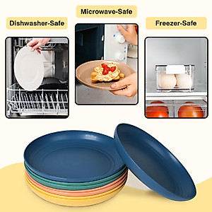 Idealic 9inch Wheat Straw Plates, Unbreakable Dinner Plates Set of 8, Dishwasher & Microwave Safe Reusable Kids Plate Set, Salad Plate for Kids, Multi-colors