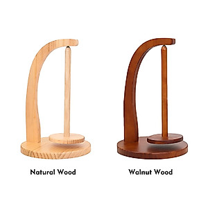 QKDS Yarn Holder for Knitting and Crocheting, Wooden Yarn Spinner with Magnetic Metal Twirling Mechanism and Anti-Slip Pads, Yarn Spindle Dispenser, Gift for Knitting Crochet Lovers(Natural Wood)