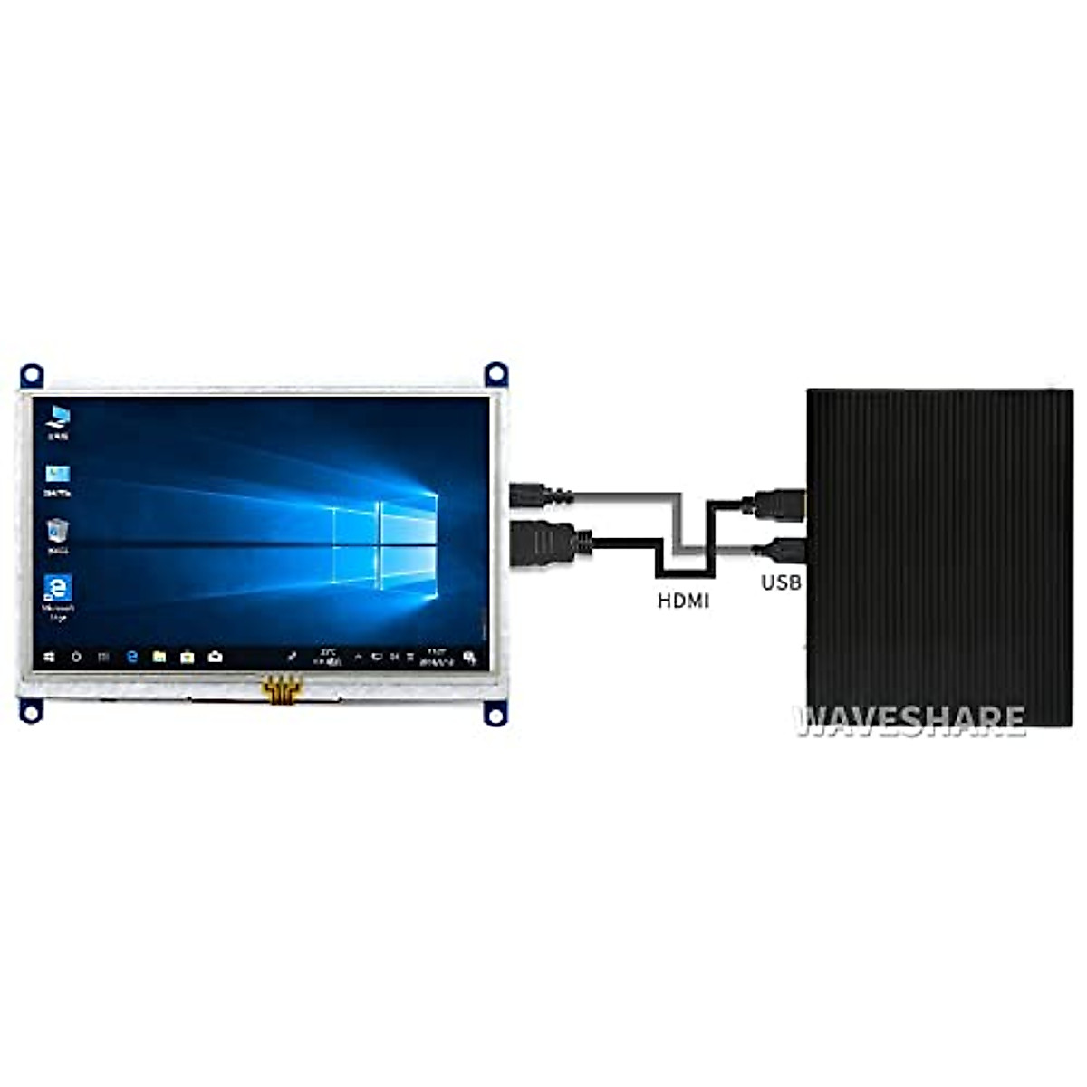 waveshare 5" 800×480 Resistive Touch Screen LCD TFT Monitor for Raspberry Pi 4B/3B+/3B/2B/A+/Zero/Zero W/WH, PC Windows 10/8.1/8/7, Driver Free