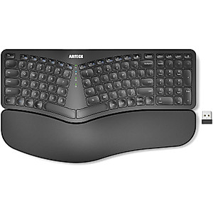 Arteck Split Ergonomic Keyboard with Cushioned Wrist and Palm Rest, 2.4G USB Wireless Comfortable Natural Ergonomic Split Keyboard, for Windows Computer Desktop Laptop