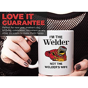 Bubble Hugs Welder Coffee Mug 11oz White - Not Welder's Wife - Welding Metal Worker Mechanic Engineer Gifts for Men Husband Dad
