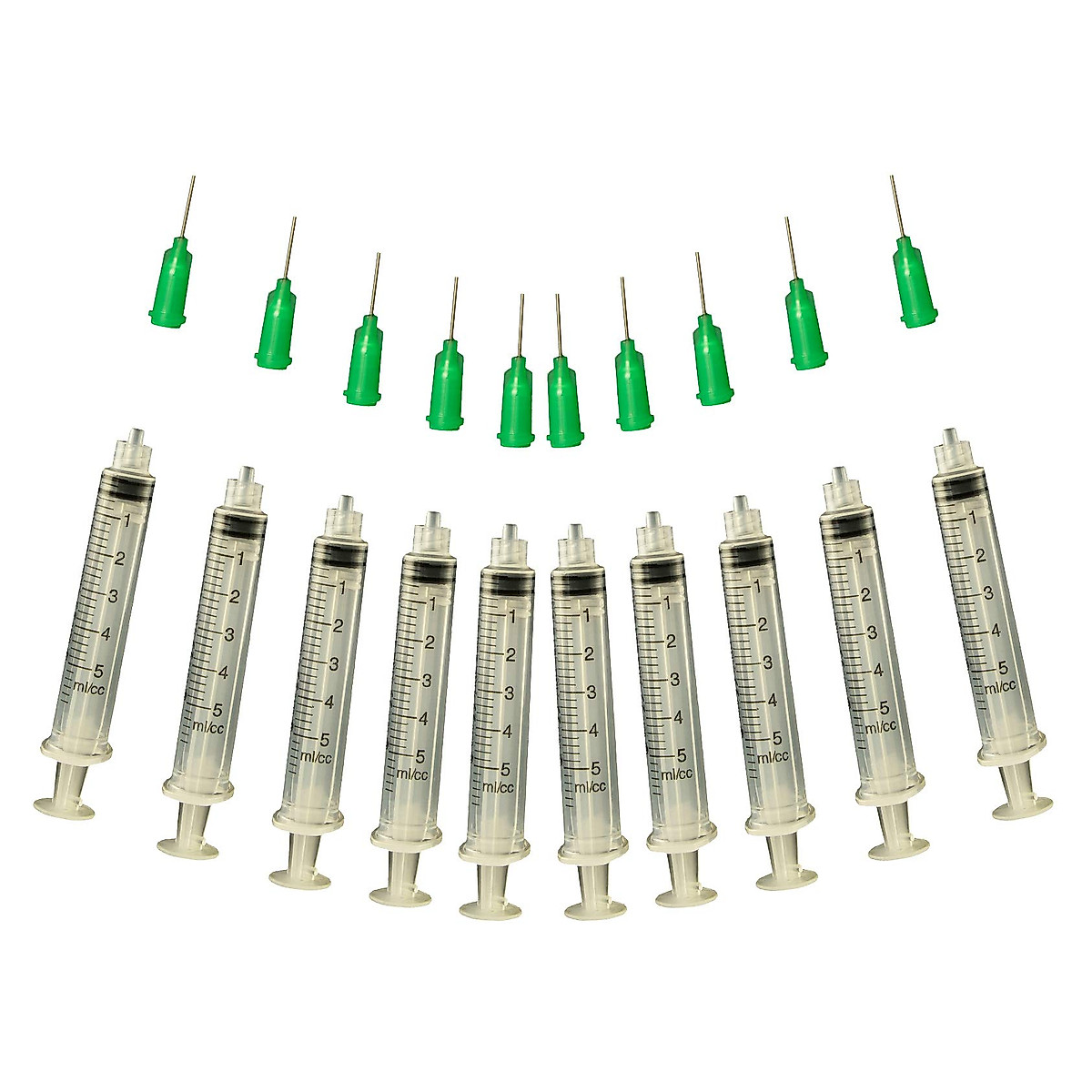 Creative Hobbies® Glue Applicator Syringe for Flatback Rhinestones & Hobby Crafts, 5 Ml with 21 Gauge Green Precision Tip - Value Pack of 10