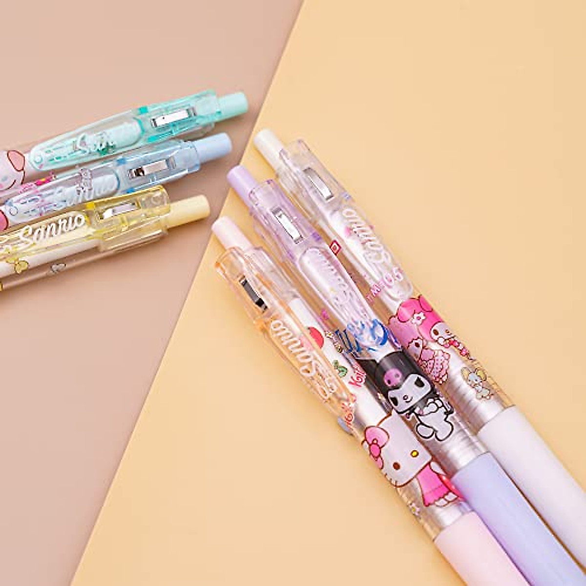 FourFine 6 Pcs Kawaii Pens Anime Kitty Pen Merchandise Black Ink 0.5mm Ballpoint Pens Cat Office School Supplies for Girls Women Press Gel Pen