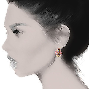 Spinningdaisy Crystal Cherry on the Top Cupcake Earrings (Pink)
