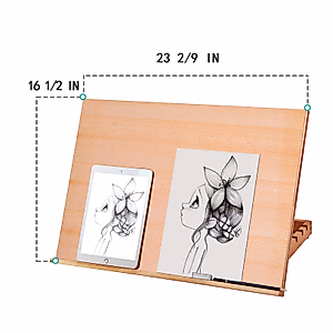 Falling in Art Large 5-Position Wood Drafting Table Easel Drawing and Sketching Board, 23 2/9 Inches by 16 1/2 Inches