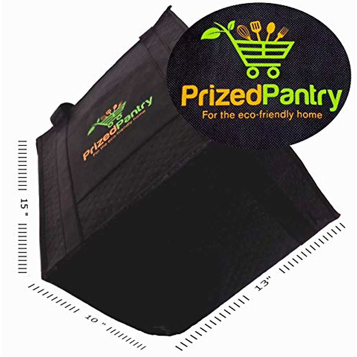 Prized Pantry 2 Pack Insulated Reusable Grocery Bags, X-Large Heavy Duty Cooler Tote Bags, Premium Insulation, Bottom Support, Wrap-Around Handles, Front Pocket, Zipper, No Leak, Keeps Food Hot/Cold