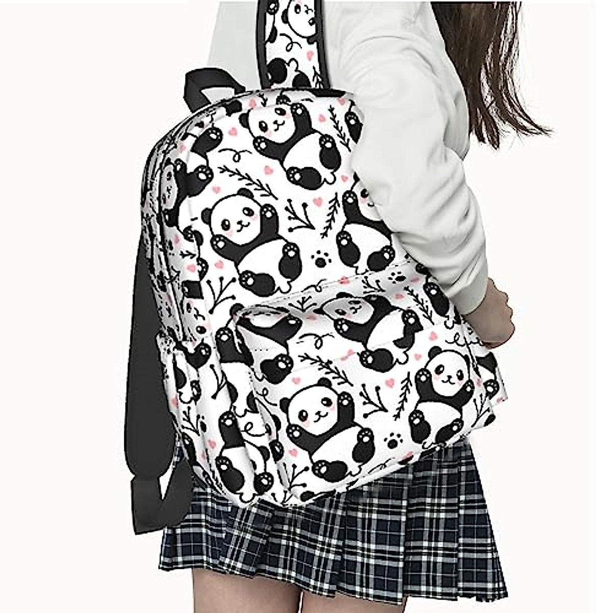 Cute Panda Backpack For Women Men, 16.9 Inch Cute Panda Laptop Backpack College Bag Cute Travel Backpack
