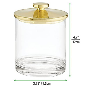 mDesign Small Modern Apothecary Storage Organizer Canister Jars - Acrylic Containers for Bathroom, Organization Holder for Vanity, Counter, Makeup Table, Lumiere Collection, 4 Pack, Clear/Chrome