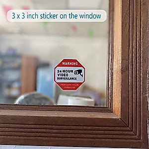 Video Surveillance Sign 10 Pack, CCTV 24 Hour Warning Sticker Door Window Yard Sign, Indoor & Outdoor Use (2-6x6", 8-3x3" Decal)