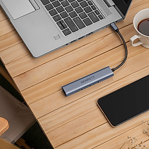 USB to Ethernet Adapter, 4-in-1 Portable Data Hub USB Splitter USB 3.0 Expander with RJ45 Gigabit Ethernet LAN Network Adapter Support Windows 10,8.1,Mac OS, Surface Pro,Linux,Chromebook and More