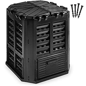 Garden Composter Bin Made from Recycled Plastic – 95 Gallons (360Liter) Large Compost Bin - Create Fertile Soil with Easy Assembly, Lightweight, Aerating Outdoor Compost Box