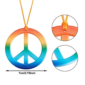 Frienda 24 Pieces Hippie Costume Accessories 60s 70s Party Decorations Hippie Set Includes Peace Sign Necklaces Daisy Sunflower Headbands Retro Sunglasses for Birthday Halloween Party Supplies