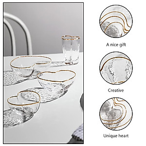 VOSAREA Glass Salad Bowl Heart- Shape Fruit Bowl Ice Cream Soup Bowl Candy Dishes Serving Bowl Plate Tableware for Desserts Pasta Dinner Snack Appetizer Popcorn