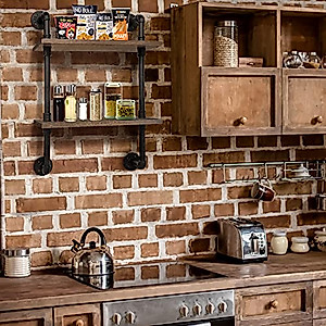 Micovay Industrial Metal Pipe Shelving Bathroom Floating Shelves Over Toilet, 20in Wooden Floating Wall Shelf for Rustic Farmhouse Home Decor Bathroom Kitchen Bedroom Restroom Living Room