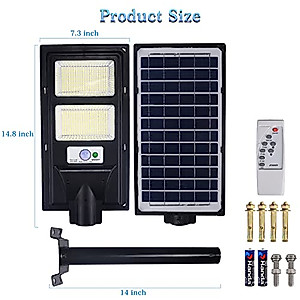 MyJerry 200W LED Solar Outdoor Light with Waterproof Motion Sensor, Solar Dusk to Dawn Safety Solar Street Light, Barn, Street, Yard Solar Lighting (2 Pack)