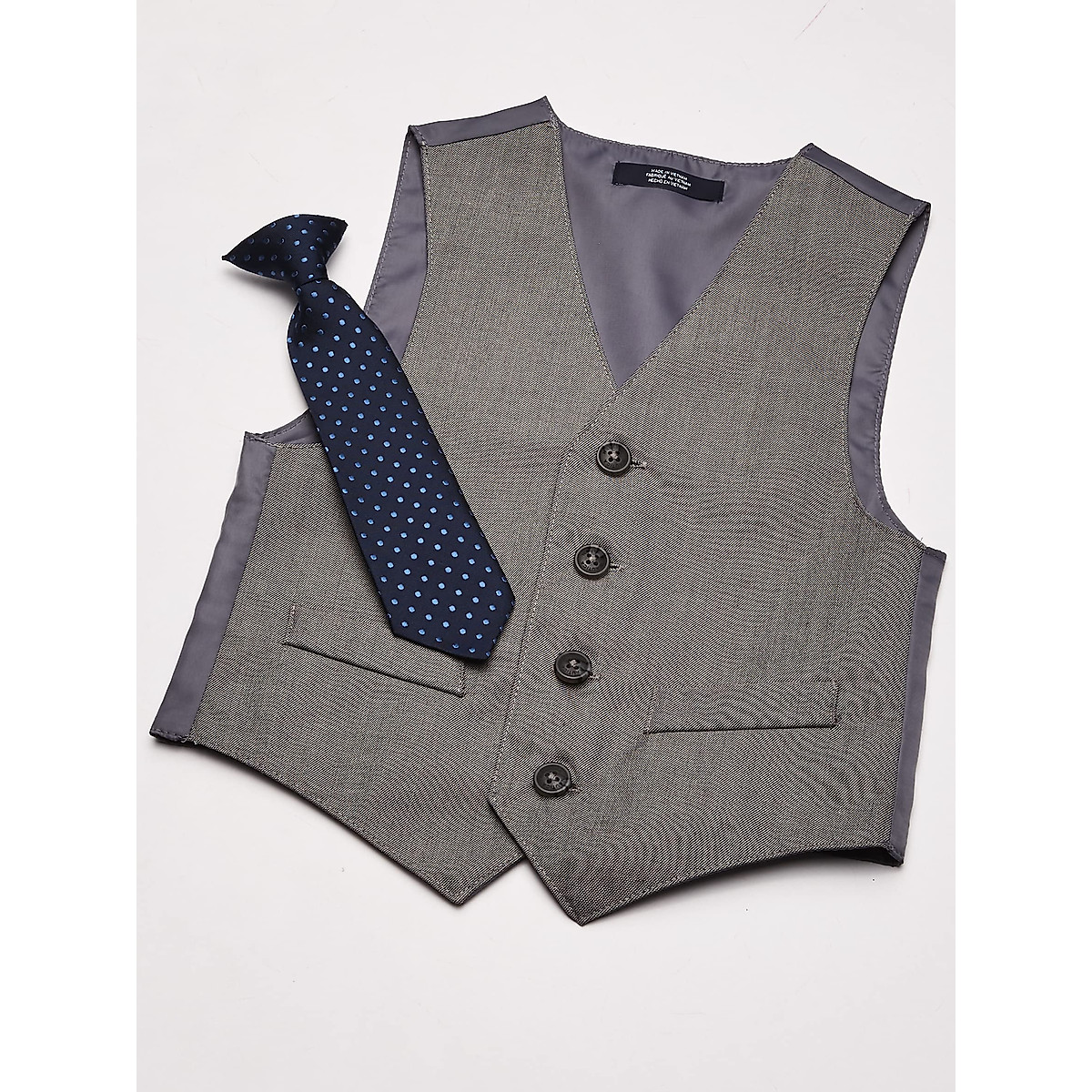 Nautica boys 4-piece Vest Set With Dress Shirt, Tie, Vest, and Pants Suit, Light Gray, 3T US