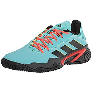 adidas Men's Barricade Clay Tennis Shoe, Pulse Aqua/Black/Pulse Lime, 12