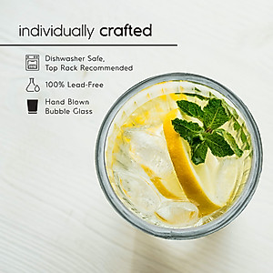 MexHandcraft Clear Blown 20 oz Tall Iced Tea Glasses, set of 6, Mexican Handmade Glassware, Recycled Glass, Lead & Toxin Free (Tall Iced Tea)