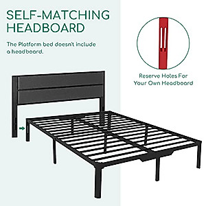 Airdown Platform Bed Frame California King No Box Spring Needed, 14 Inch Tall Metal Platform with Storage, Heavy Duty Cal King Bed Frame with Steel Slat Support, Tool-Free Easy Assembly, Noise-Free