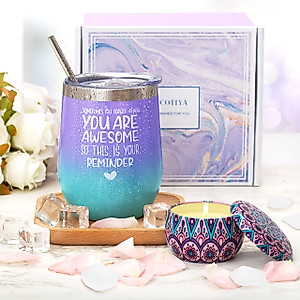 LUCOTIYA Gifts for Women, Birthday Gift Basket for Women Wine Tumbler Self Care Package Gifts for Women, Mom, Bestie, Her, Sister, Wife, Auntie, Thank You Gifts for Women