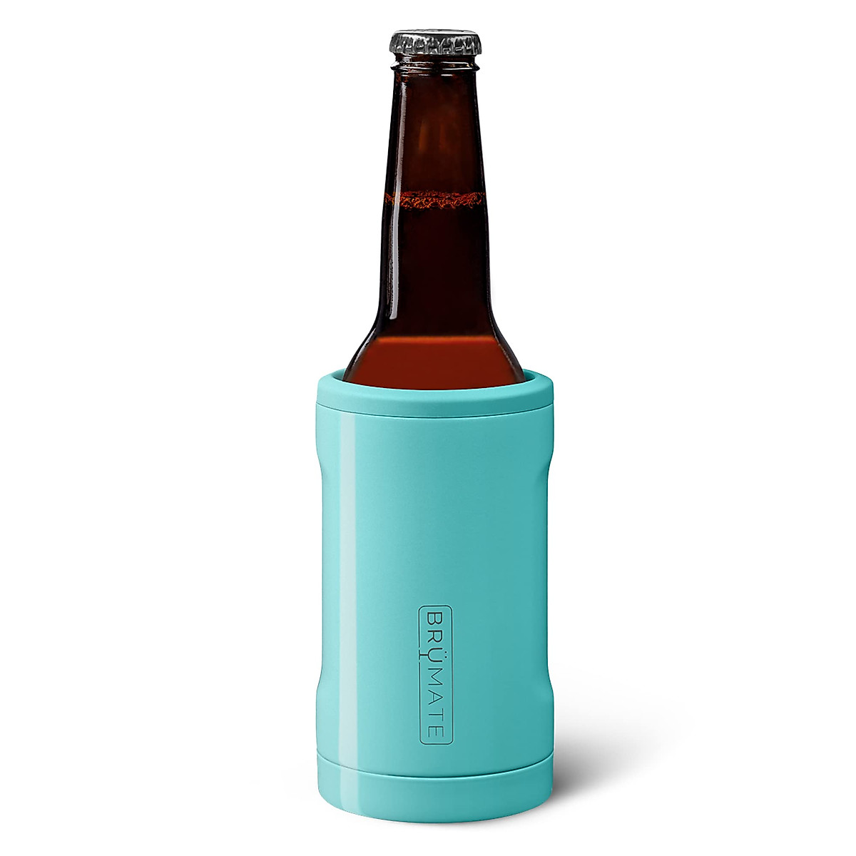 BrüMate Hopsulator Bott'l Insulated Bottle Cooler for Standard 12oz Glass Bottles | Glass Bottle Insulated Stainless Steel Drink Holder for Beer and Soda (Aqua)