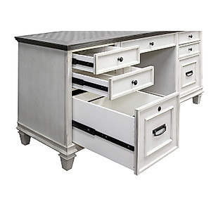 Martin Furniture Hartford Wood L-Desk and Return, Writing Table and Return, Office Desk and Return, White