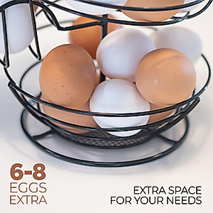 Fresh Egg Holder Countertop, Egg Skelter, Spiral Egg Holder with Storage Basket, Chicken Egg Holder, Large Capacity Egg Storage for Kitchen, Holds Up to 3 Dozen Eggs