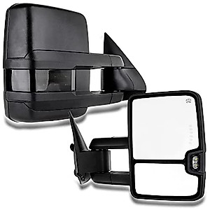 cciyu Tow Mirrors Car Mirrors LH Left RH Right Black Towing Mirrors Compatible with 1999-2002 for Chevy Silverado GMC Sierra 1500/2500 with Power Adjusted Heated LED Turn Signal Light