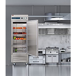 WESTLAKE 27" W Commercial Refrigerator Stainless Steel Reach in Solid Single Door Upright Fan Cooling 23 Cu.ft Cooler for Restuarant, Bar, Shop, etc