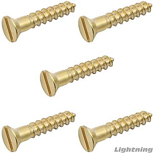 #12 x 1-1/4 Solid Brass Flat Head Slotted Wood Screw Qty 50