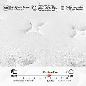 Hohamn Queen Size Mattress, 14 Inch Hybrid Mattress in a Box, Queen Mattress Foam and Individually Wrapped Pocket Coils, Soft and Breathable, Pressure Relief, Strong Edge Support, Medium Firm