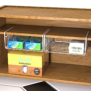 2 Pack - Simple Houseware Under Shelf Basket, White