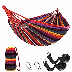 Anyoo Garden Cotton Hammock Comfortable Fabric Hammock with Tree Straps for Hanging Durable Hammock Up to 660lbs Portable Hammock with Travel Bag,Perfect for Camping Outdoor/Indoor Patio Backyard