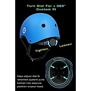 XJD Kids Bike Helmet,Multi-Sport Protective Gear Set for 3-5-8-14 Years Boys Girls with Knee and Elbow Pads Wrist Guards fit Roller Skates,Cycling,Skateboarding,Skating Scooter (Blue, Medium)