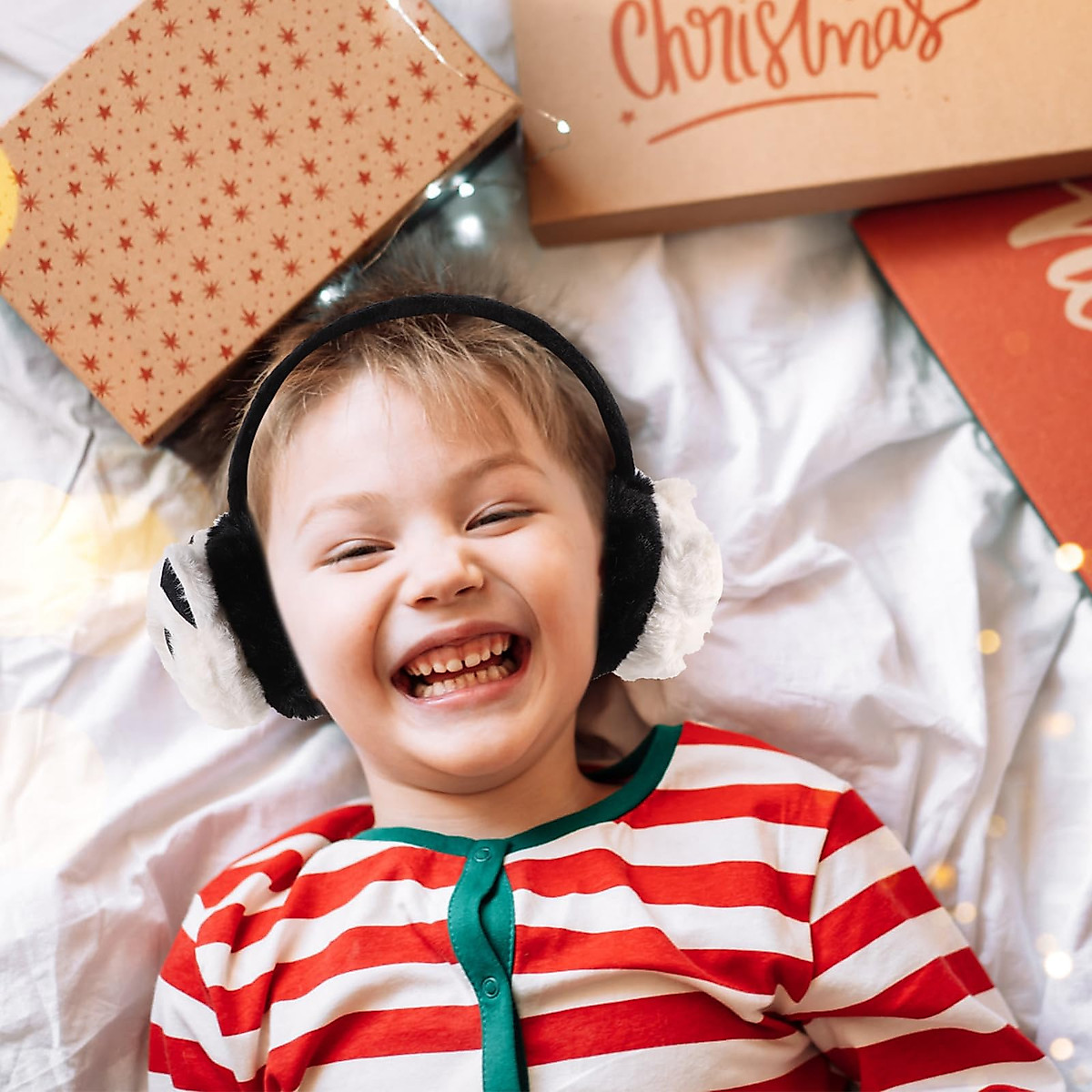 VALICLUD Kids Plush Earmuffs Cartoon Panda Ear Covers Winter Animal Ear Warmer Softs Ear Accessories (Beige)