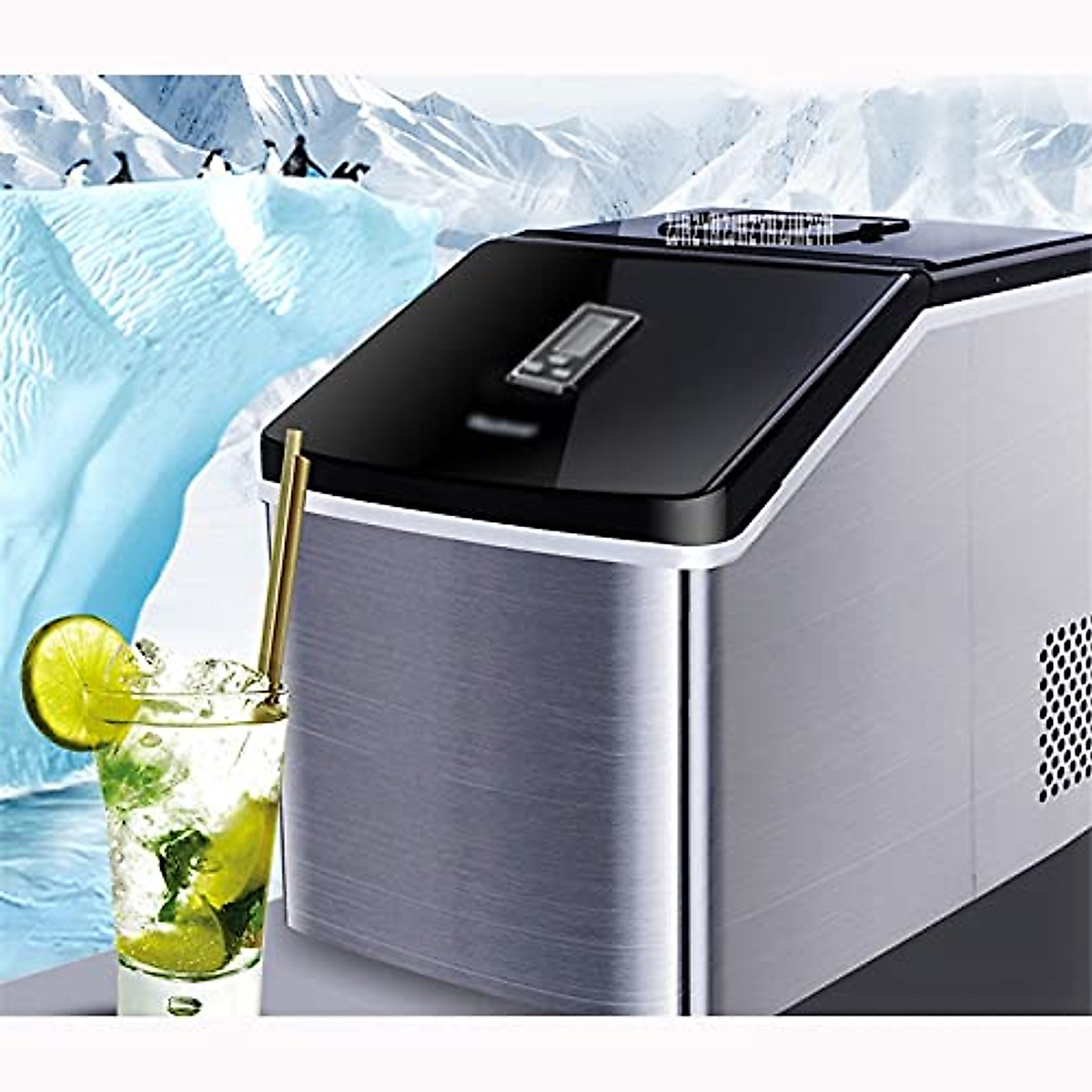 BybAgs ICES Ice Maker Home Small Automatic Icehine Large Capacity 24H Icehine Commercial Milk Tea Shop