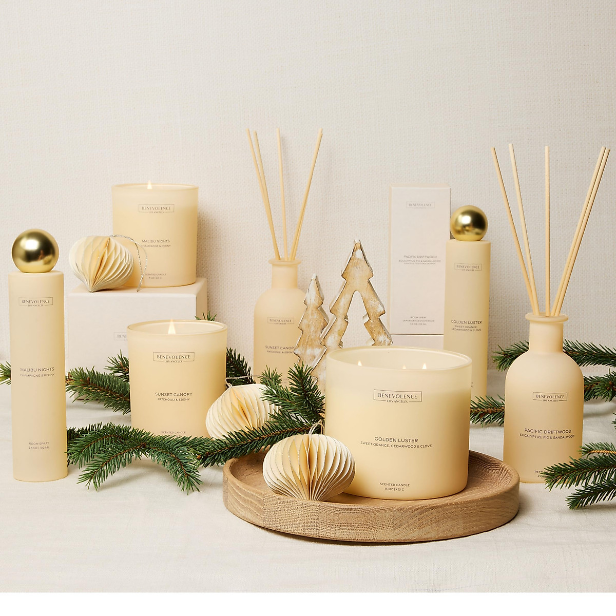 Benevolence LA Malibu Nights Scented Candle | Champagne & Peony | 8oz, 45-Hour Burn | Luxurious Home Fragrance | Natural Wax, Cotton Wick | Malibu Sands Collection