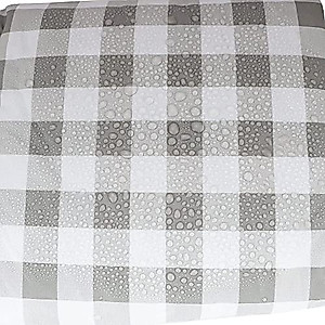 Aksipo Vinyl Picnic Tablecloths and Bench Covers, Waterproof Picnic Table and Bench Seat Covers with Elastic Edges for Outdoor Patio Park, Gray Checkered Flannel Backed Lining, 72 Inch 3 Piece Set