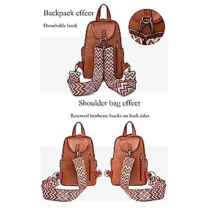 Sling Bag with 2 Guitar Strap for Women Vintage Pu Leather Chest Bag Casual Crossbody Shoulder Daypack for Hiking (grey)