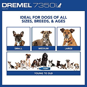 Dremel 7350-PET 4V Pet & Dog Nail Grinder, Easy-To-Use & Safe Nail Trimmer, Professional Pet Grooming Kit - Works on Large, Medium, Small Dogs & Cats