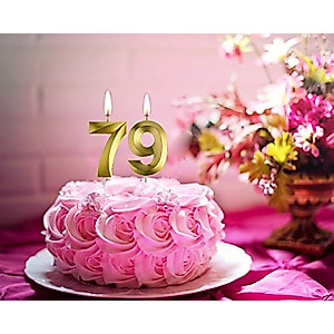 Gold 79th & 97th Birthday Candles,Gold Number 79 97 Cake Topper for Birthday Decorations Party Decoration