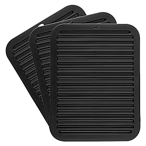 4 PCS Silicone Trivets for Hot Pots and Pans 9"x12" Heat Resistant Trivet Mat Hot Pads for Kitchen Quartz Countertops Multipurpose Non-Slip Potholders Pot Holders Trivets for Hot Dishes-Rectangle Grey