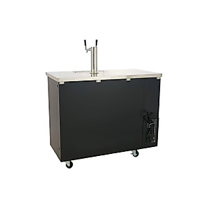 PEAKCOLD 2 Door Commercial Beer Dispenser - Double Tap Keg Cooler - Kegerator; 48" W