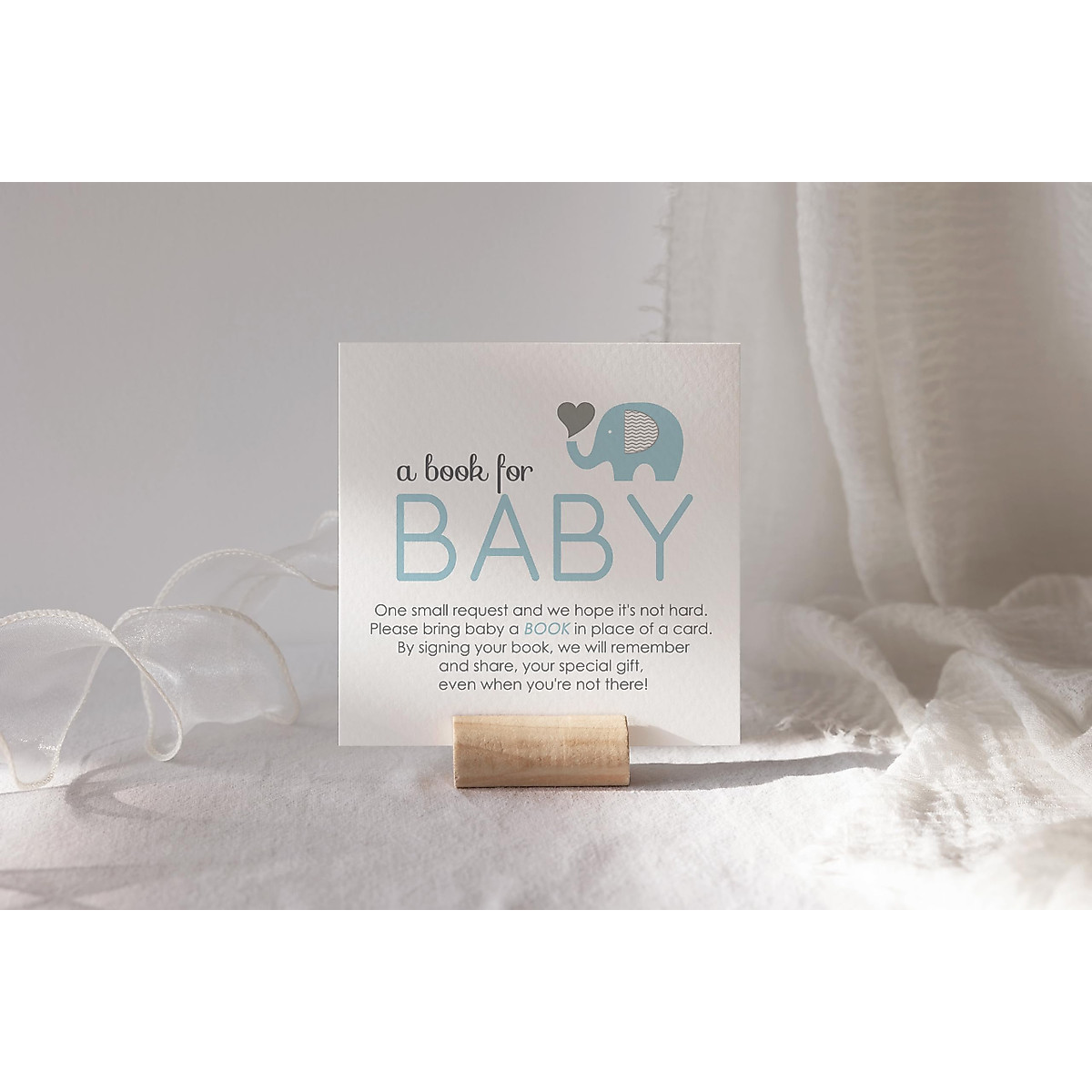 Paper Clever Party Blue Elephant Baby Shower Invitation Bundle with Blank Invites with Envelopes for Boys Diaper Raffle Tickets Bring a Book Insert Cards Set (25 of Each) Jungle Theme Royal Prince