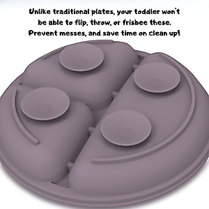 Little Buddies 100% Silicone Suction Dishware Plates for Toddlers and Babies | Dishwasher and Microwave Safe | 3 Pack | Blue, Gray, Green