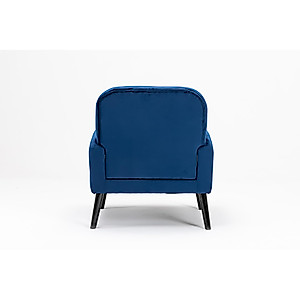 Finca ancha Butacas para Sala Modernas Accent Chair Upholstered Button Tufted Armchair Velvet Reading Chair with Wood Legs Guest Chair Sillones para Sala for Living Room Bedroom (Navy Blue)