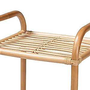 Bali & pari Barras Modern Bohemian Natural Rattan 3-Tier Display Shelf