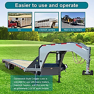 MARKETTY Gooseneck Trailer Lock, Gooseneck Lock Model TL-50 Coupler Lock, Gooseneck-Style Coupler Lock is Intended for Use with Heavy Trailers, Livestock Haulers, and RVs TL-50-Black